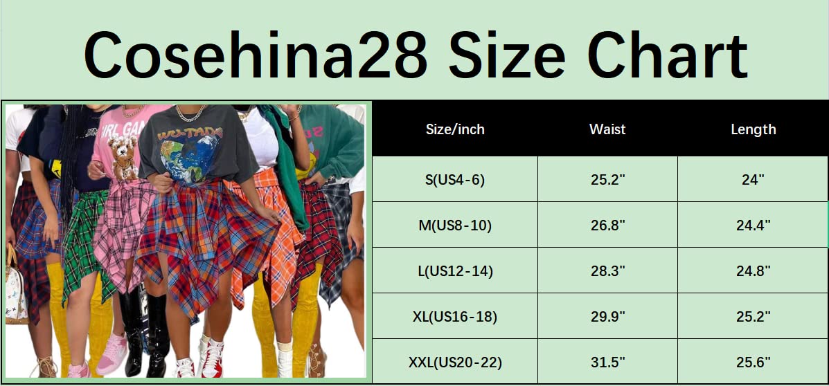 Plaid Skirts for Women High Waisted Knot Front Handkerchief Short Skirt Black White XL