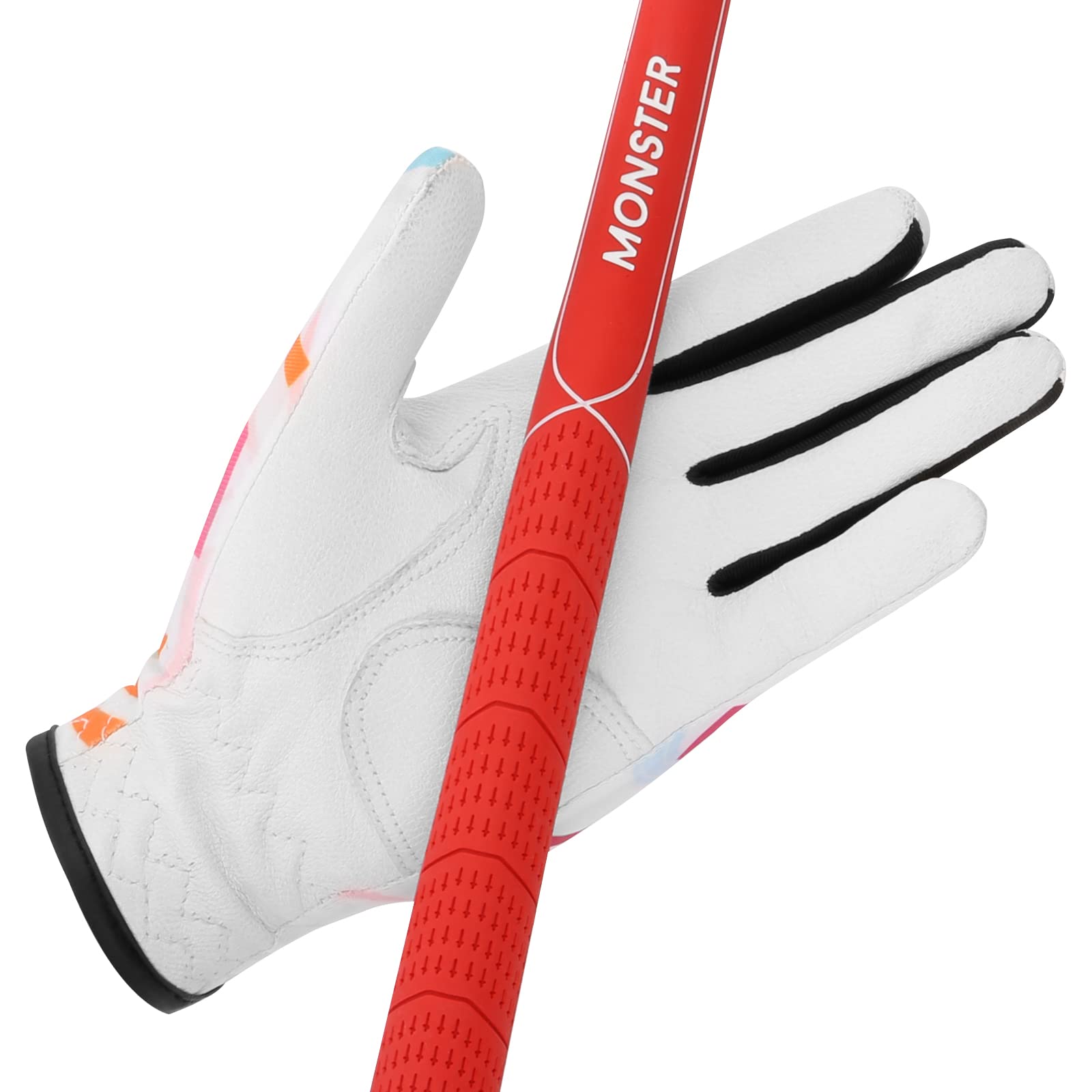 Monster Equips Women's Golf Gloves - Genuine Cabretta Leather - Premium Tour Golf Glove (Medium)