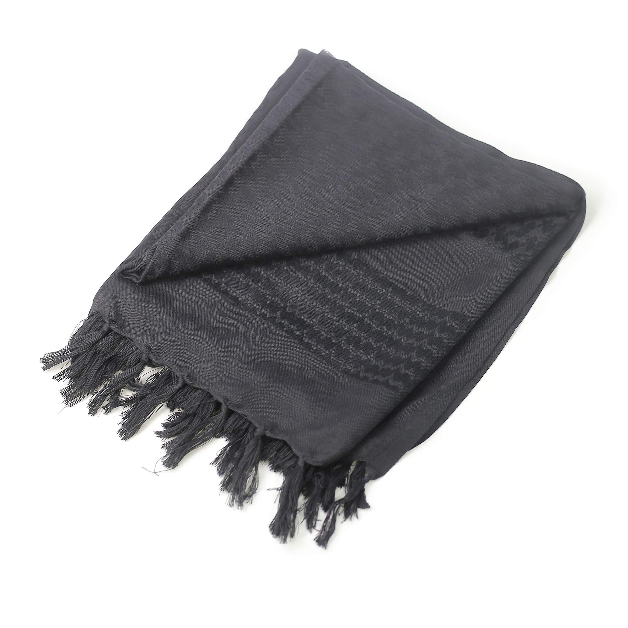 Luxns Military Shemagh Tactical Desert Scarf / 100% Cotton Keffiyeh Scarf Wrap for Men And Women/Black 43"x43"