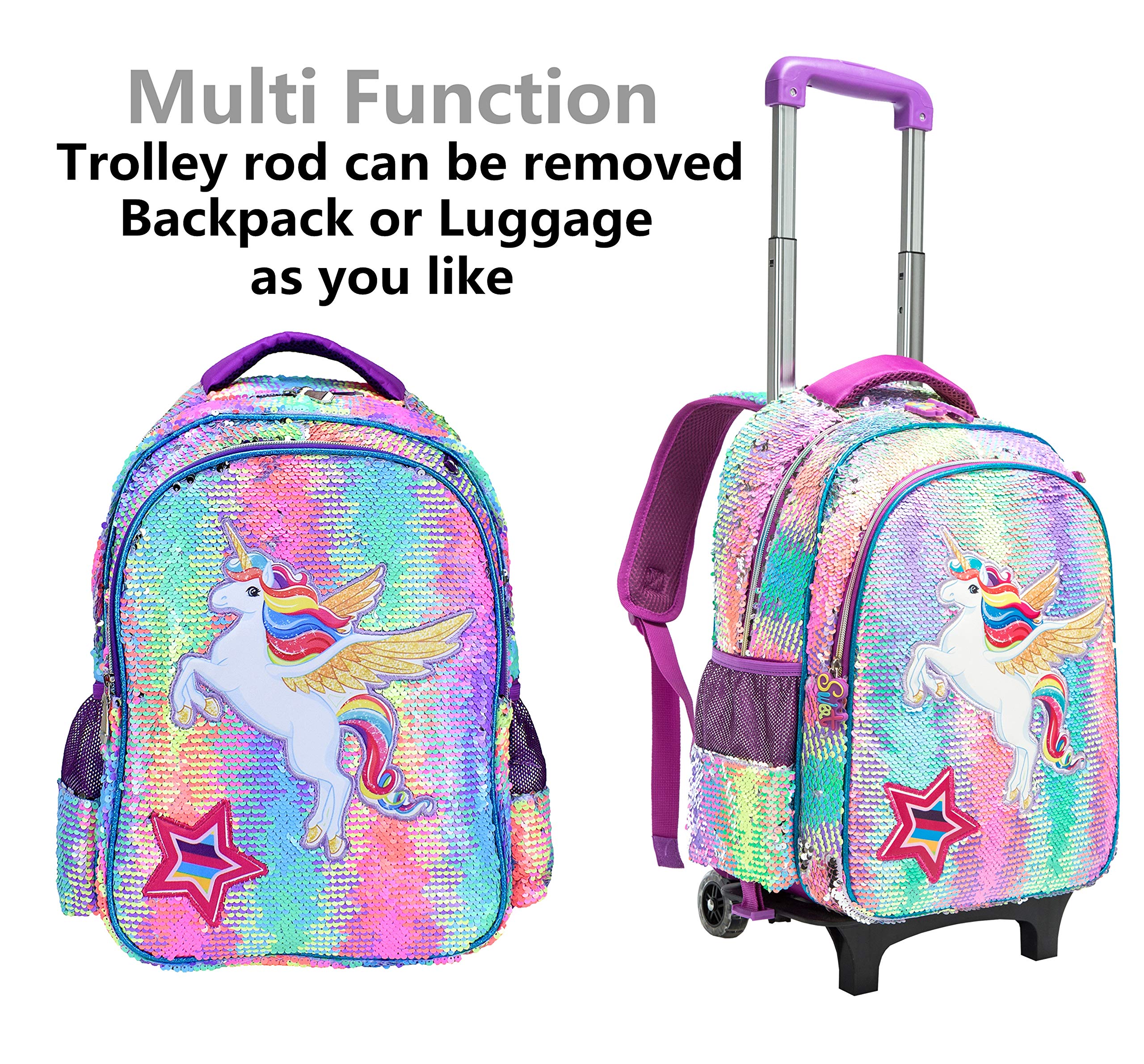 Meetbelify Kids Rolling Backpack for Girls Backpack with Wheels Backpack for Girls for School