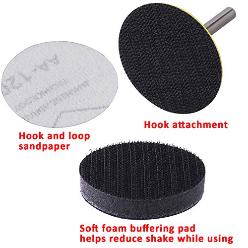 SIQUK 130 Pcs 2 inch Sanding Discs Pad with 1pc 1/4 inch Shank Backing Pad and 1pc Soft Foam Buffering Pad for Drill Grinder (10pcs Each Grit 60 80 120 180 240 400 600 800 1000 1200 1500 2000 3000)