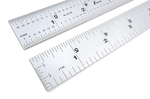 Shinwa H-3001AE 6 inch Rigid Machinist Ruler 4R Graduations (1/64, 1/32, 1/16, 1/8) with 1/32 End Grads