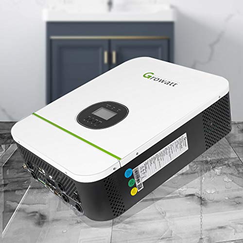 Solar Inverter 48V 3000W 120V/240V Split Phase Solar Inverter Growatt Built-in 80A MPPT Solar Charge Controller Pure Sine Wave Inverter for Home Use US Warehouse