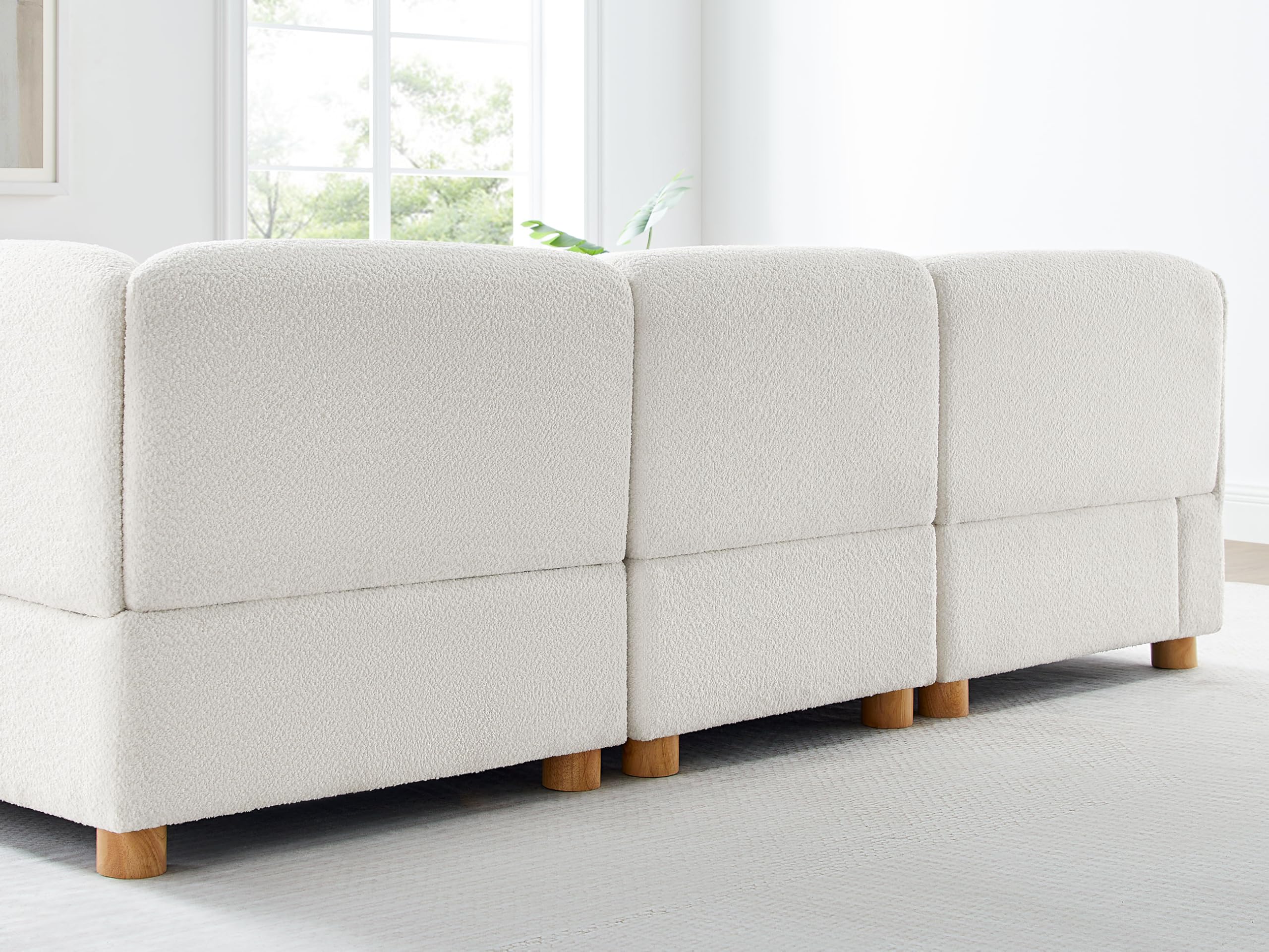 VANOMi Oversized Modular Sectional Sofa Set, Sleeper Couch That can Turn into Cinema Mode, 93 Inches Wide, 6 Seats, Boucle Fabric