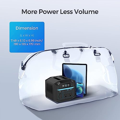 Renogy Portable Power Station Camping, 222Wh Backup Lithium Battery of Fast Recharging, w/Two 120V/200W Pure Sine Wave AC Outlets, Solar Generator for Outdoor Camping Travel, Compatible with PV Input