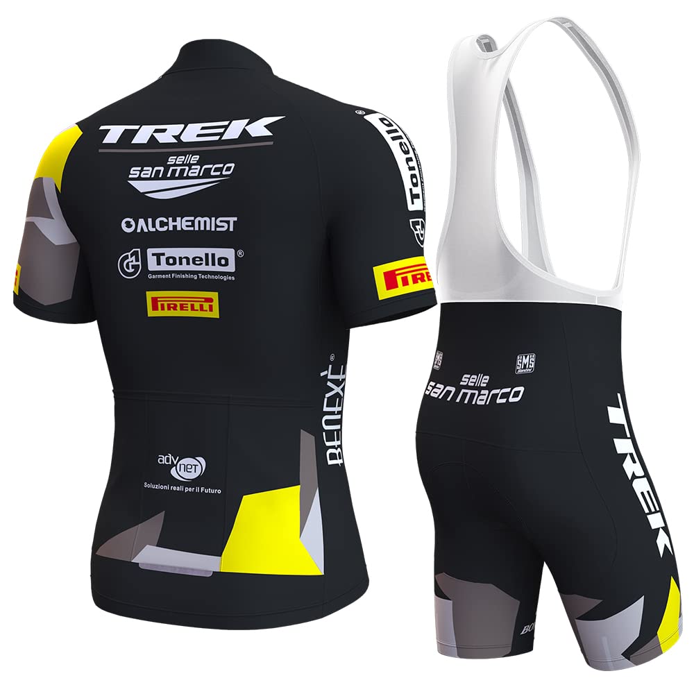 Men's Cycling Jersey Set Professional Bicycle Team Short Sleeve Breathable Quick-Dry Shirt with 4D Padded Bib Shorts