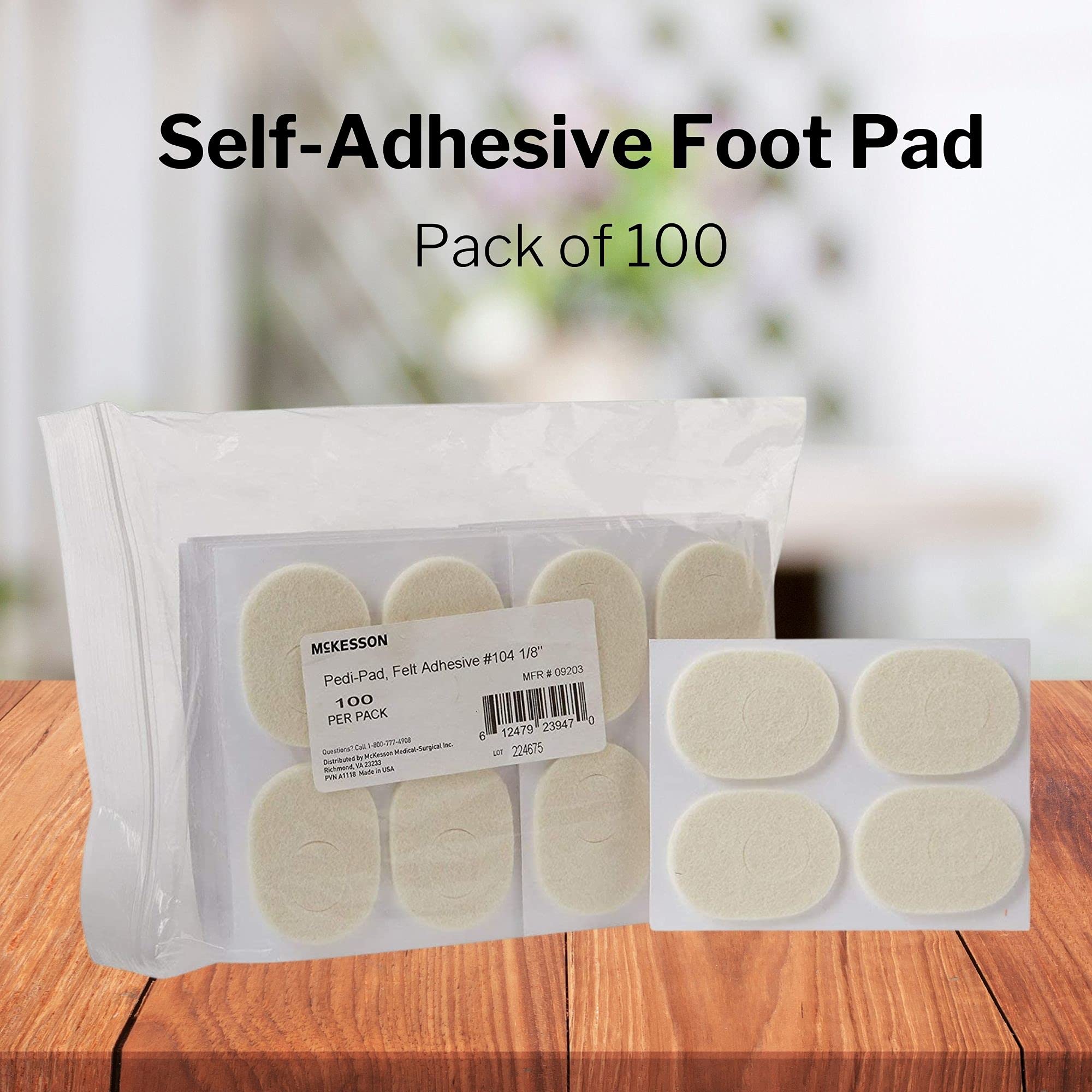 McKesson Pedi-Pad Felt Adhesive, Foot, Size 104, 1/8 in, 100 Count