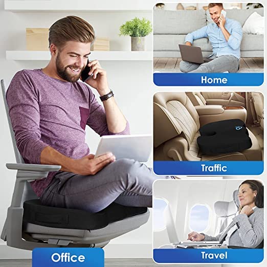 Memory Foam Cushion- Coccyx and Sciatic Nerve Pain Relief Cushion, Lower Back Pain Relief - Office Chair Cushion, Car Seat Cushion - Non-Slip Cushion