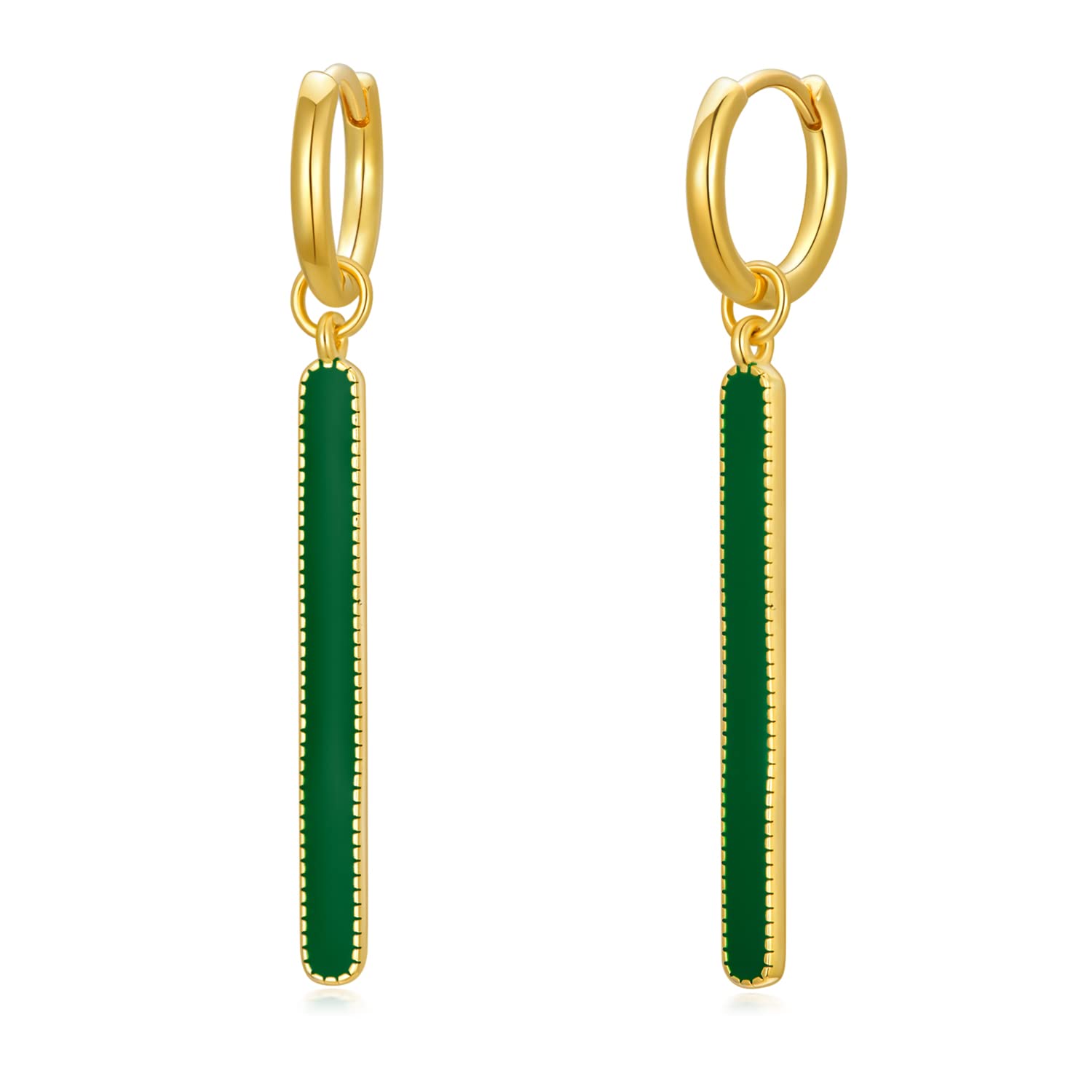 PLATYCO Green Bar Earrings for Women 925 Sterling Silver Green Dangle Earrings Earrings for Women