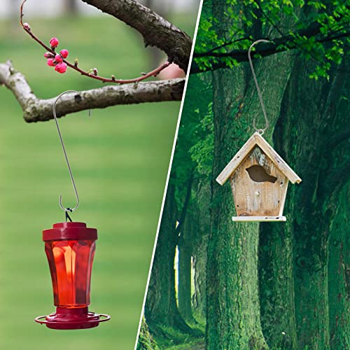 TQVAI 12-Inch Tree Branch Hook, Stainless Steel Bird Feeder Hook Hanger, Metal Hanging S Hooks for Bird Feeder, Bird House, Bird Bath, Plants, 3 Pack