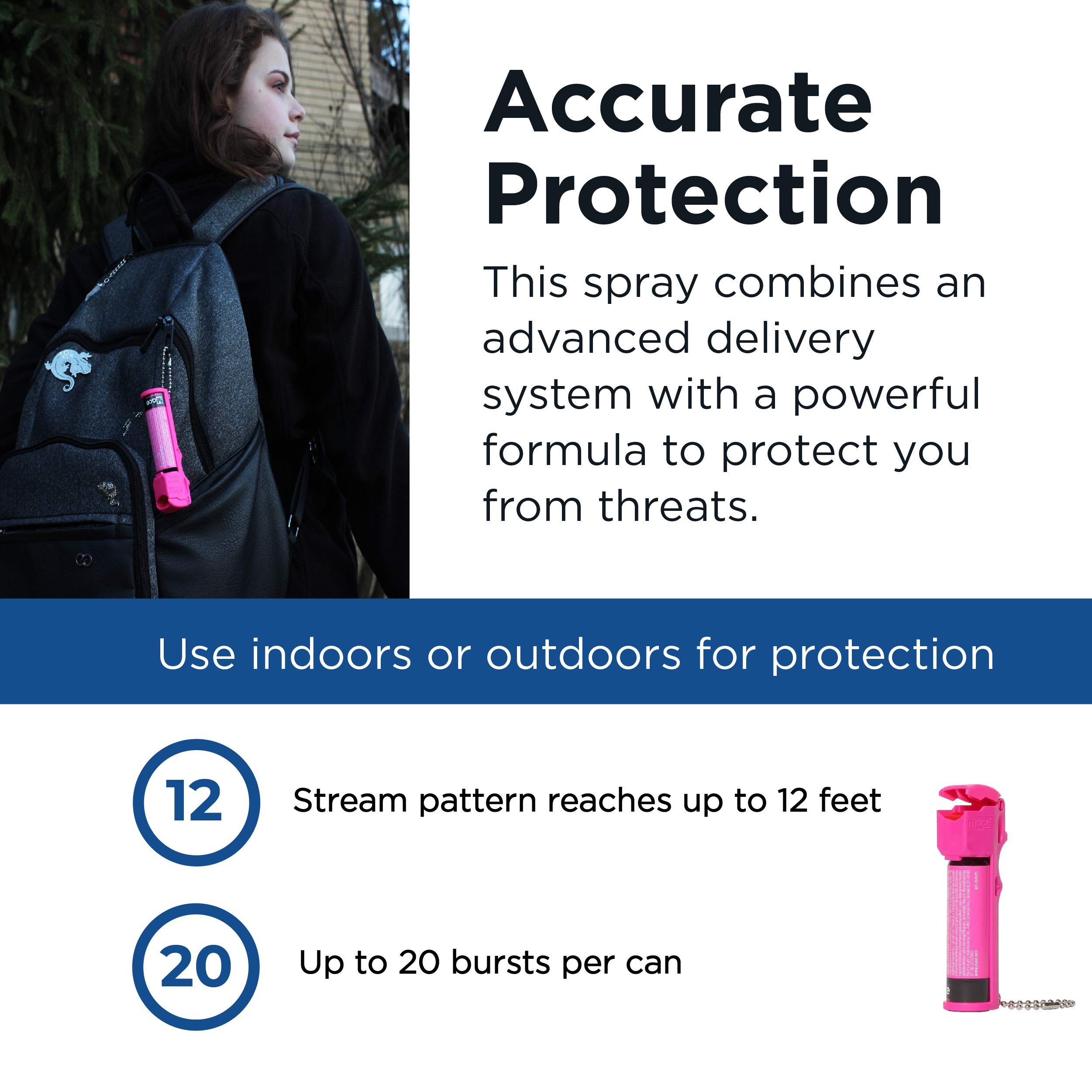 Mace Brand Full Size Pepper Spray (Neon Pink) and Water Trainer Kit – Accurate 12’ Powerful Pepper Spray with Flip Top Safety Cap, Leaves UV Dye on Skin – Great for Self-Defense