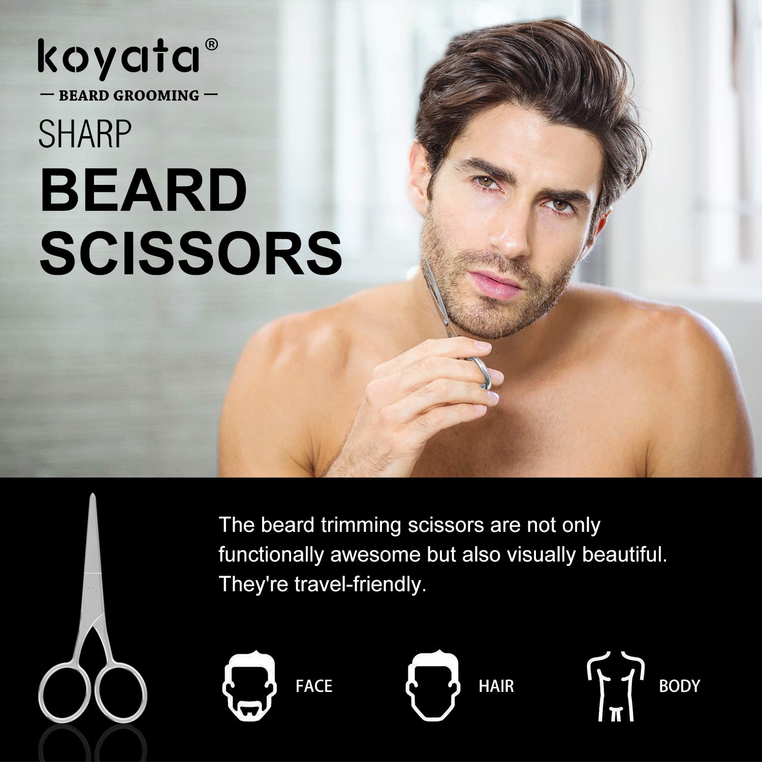 KOYATA 10 In 1 Beard Grooming Kit For Beard Maintenance, Beard & Mustache Moisturizing& Conditioning Kit Contains Beard Balm, Wooden Beard Comb, Beard Scissors, Beard Shampoo/Wash, Beard Gift For Men
