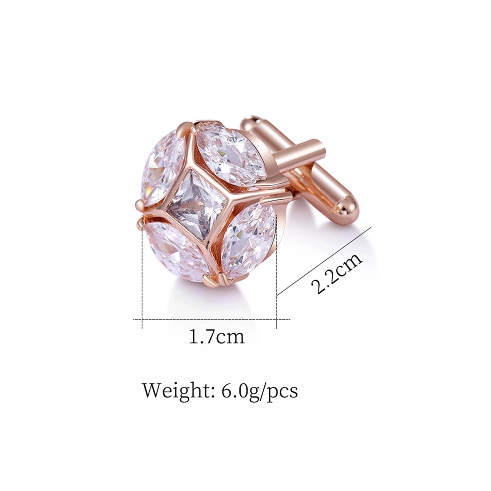 Men's Marquise Cut Cubic Crystal Round Cufflinks Crystal Rhinestone Shirt Cuff Button Studs Men (Color : A, Size