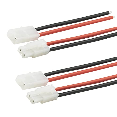 KiiMos 4Pcs Big Tamiya Plugs Male & Female DIY Cable, Tamiya Plug Soft Silicone Wire Cable for RC Airplane Quadcopter FPV Drone Lipo Battery ESC