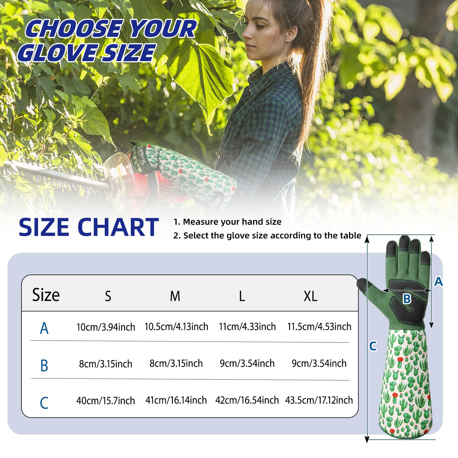 Schwer Long Gardening Gloves for Women,Rose Pruning Gloves with Forearm Protection,Breathable Work Gloves with Touch Screen for Yard & Outdoor Work(Medium 1 pair)