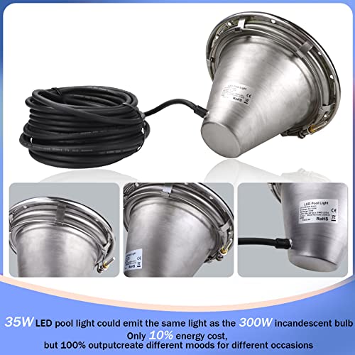 Pomeade SH101300 50FT120V LED Pool Lights, 10inch 35W RGB Pool Lights for Inground Pool, Applicable to Underwater Swimming Pool Spa Light Replacement, Input Voltage is AC 120V