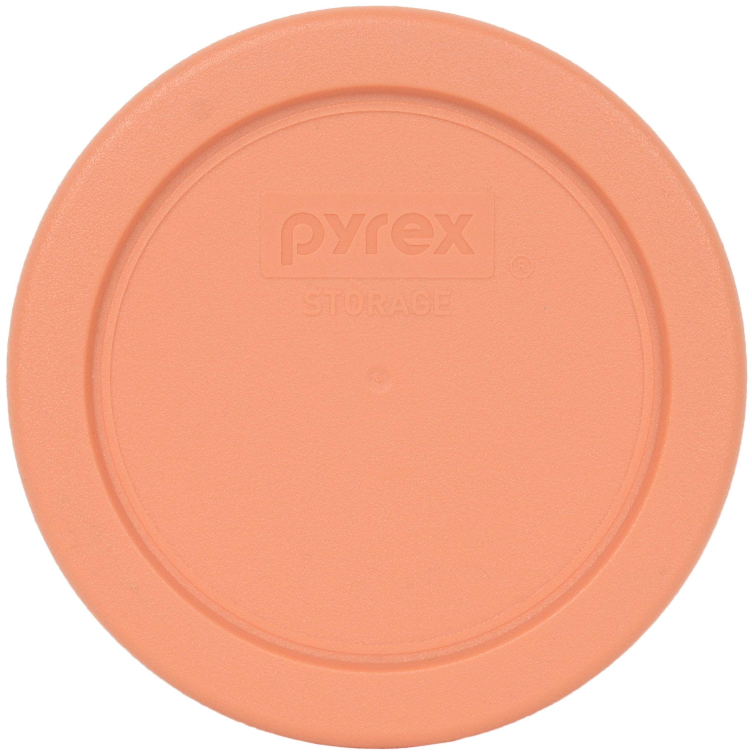 Pyrex (1) 7201-PC Puddle Gray & (1) 7200-PC Berry Red & (1) 7202-PC Bahama Sunset Orange Round Plastic Food Storage Replacement Lids, Made in USA