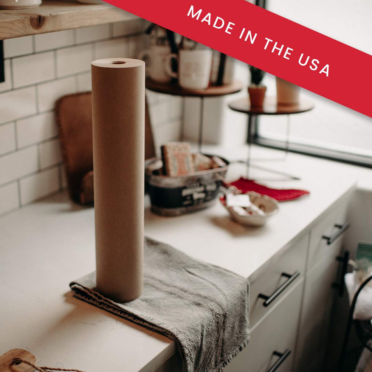 Kraft Brown Wrapping Paper Roll 48" x 1,800" (150 ft) β 100% Recyclable Craft Construction and Packing Paper for Use in Moving, Bulletin Board Backing and Paper Tablecloths