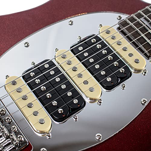 Sawtooth 6 String ES Hybrid Electric Guitar with Wilkinson Tremolo, Blood Red Sparkle w Pro Series Gig Bag, Right (ST BRS)