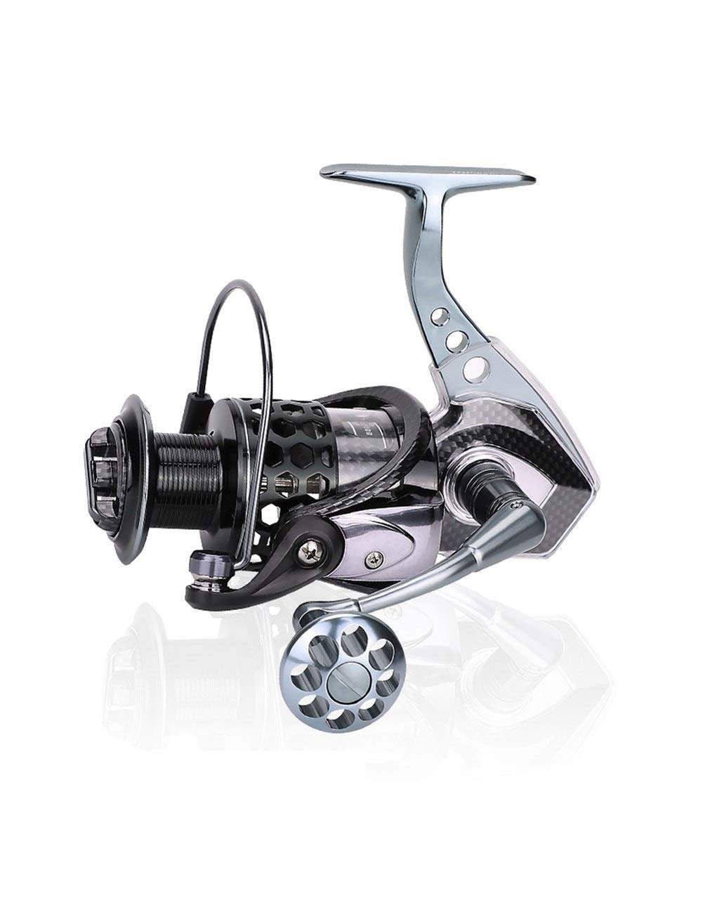 LLJPYX7L Spinning Reel for Beginners, 18 Stainless Steel Bearings, Lightweight All-Metal Design, 4.9:1/5.5:1 Gear Ratio, Interchangeable Left and Right (Color : 5000)