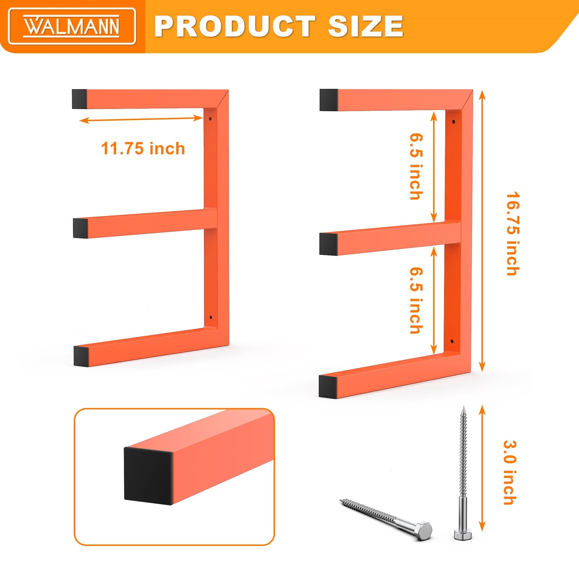 WALMANN Garage Wall Mounted Lumber Storage Rack, Overhead Heavy Duty Lumber Rack for Woodworking Shop(2 Pairs)