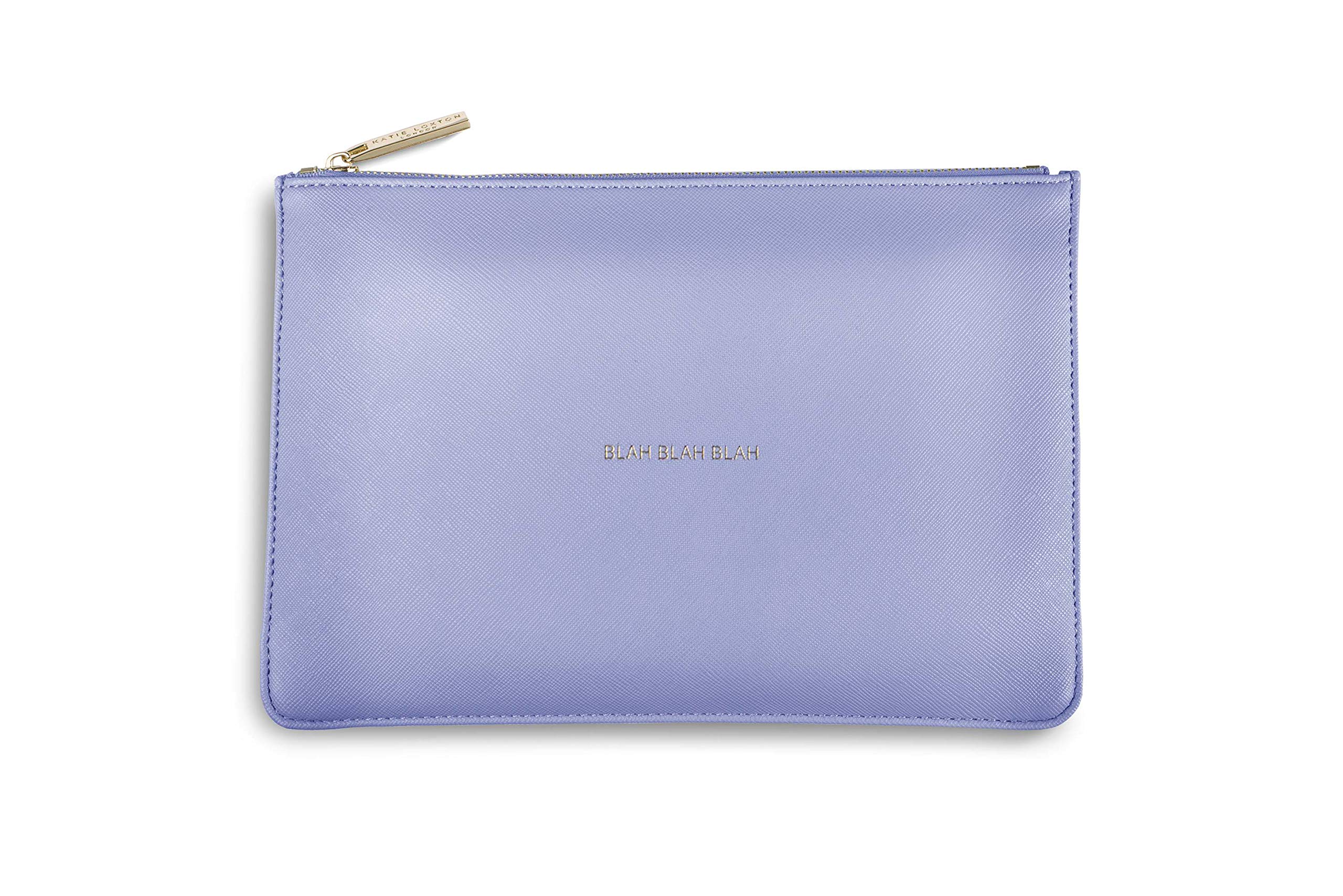 KATIE LOXTON Blah Blah Blah Womens Medium Vegan Leather Clutch Perfect Pouch Cornflower Blue
