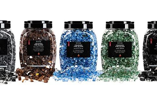 SHERBECK Fire Glass 1/2 Inch Reflective Tempered Fire Pit Glass Rocks for Propane or Gas Fire Pit 10 Pounds Cobalt Blue (Gift Package) Green