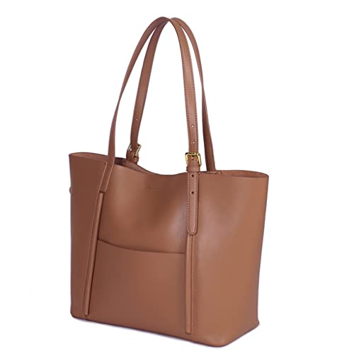 Thick All-Match Temperament Leather Women's Bag Oil Wax Bucket Bag Large-Capacity Portable Tote Shoulder Bag (Color : White-Patch Five-Pointed star4, Size : 29 * 12 * 27cm)