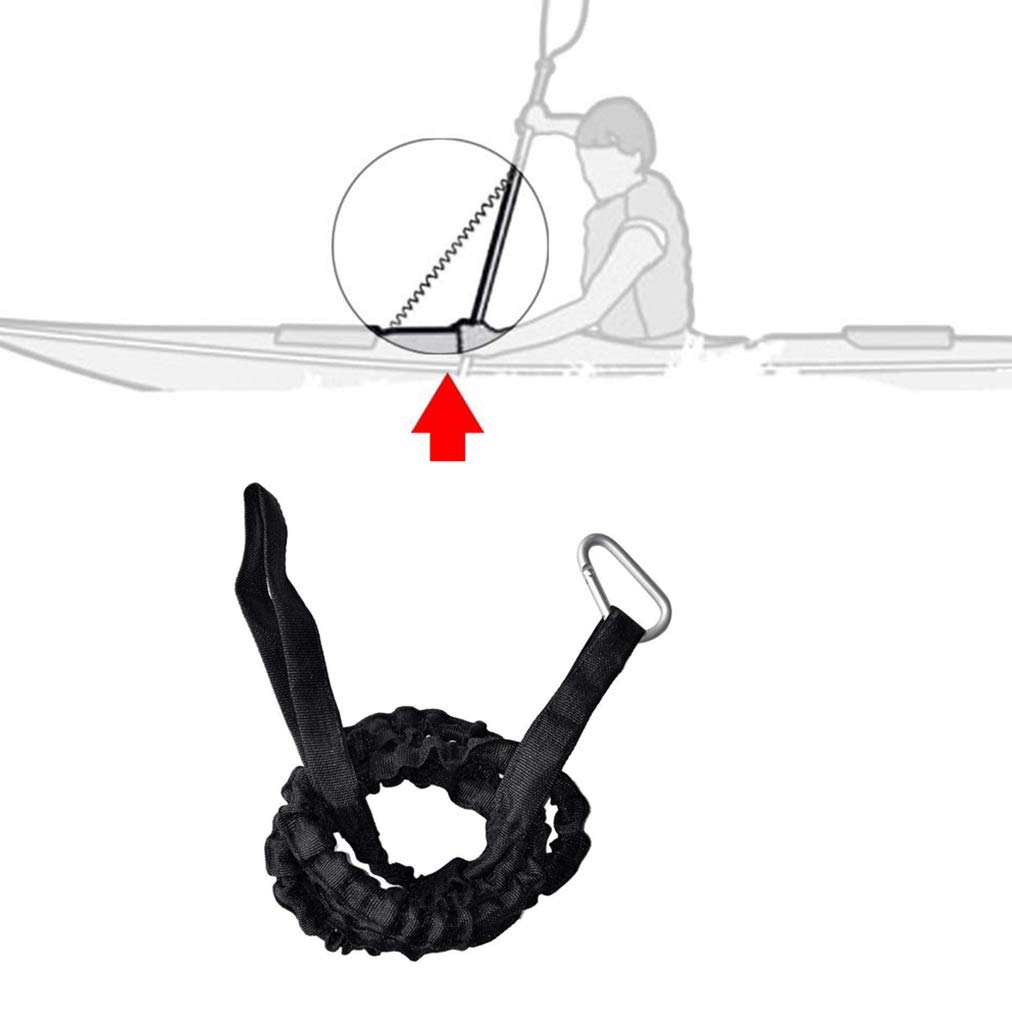 MOOCY Stretchable Kayak Paddle Leash Tether with D-Shape Carabiner Bungee Leash Strap 1ft for Kayaking Canoe SUP Board Paddles, Surfboard, Fishing Poles Rods