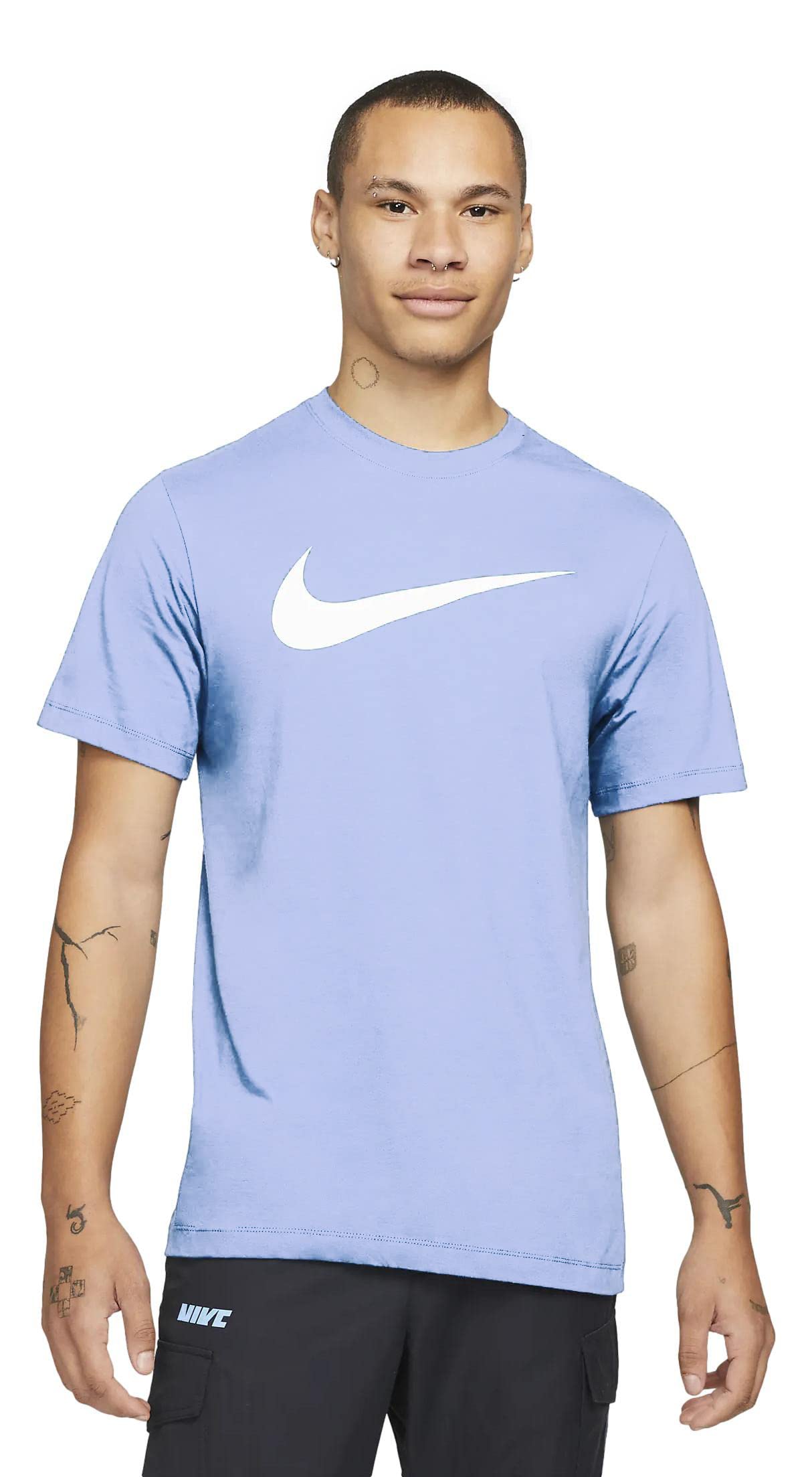 Nike Men's Sportswear Graphic Short Sleeve Shirt (Large, Light Marina/White)