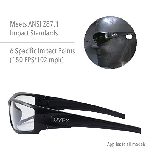 Uvex by Honeywell Hypershock Safety Glasses, Clear Frame with Blue Mirror Lens & Anti-Scratch Hardcoat (S2975)