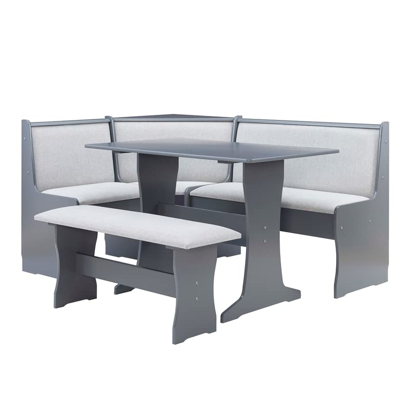 Linon Sanford Wood Storage Dining Nook in Gray