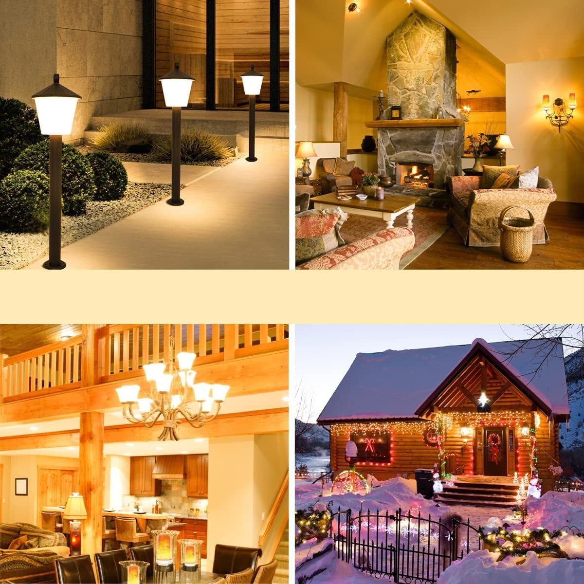 LEDERA LED Flame Bulbs 3 Modes Fire Light Bulbs, E26 LED Flame Effect Light Bulb, 1300K Emulation Candelabra Bulb for Party Festival Indoor Outdoor Home Decoration, 4-Pack