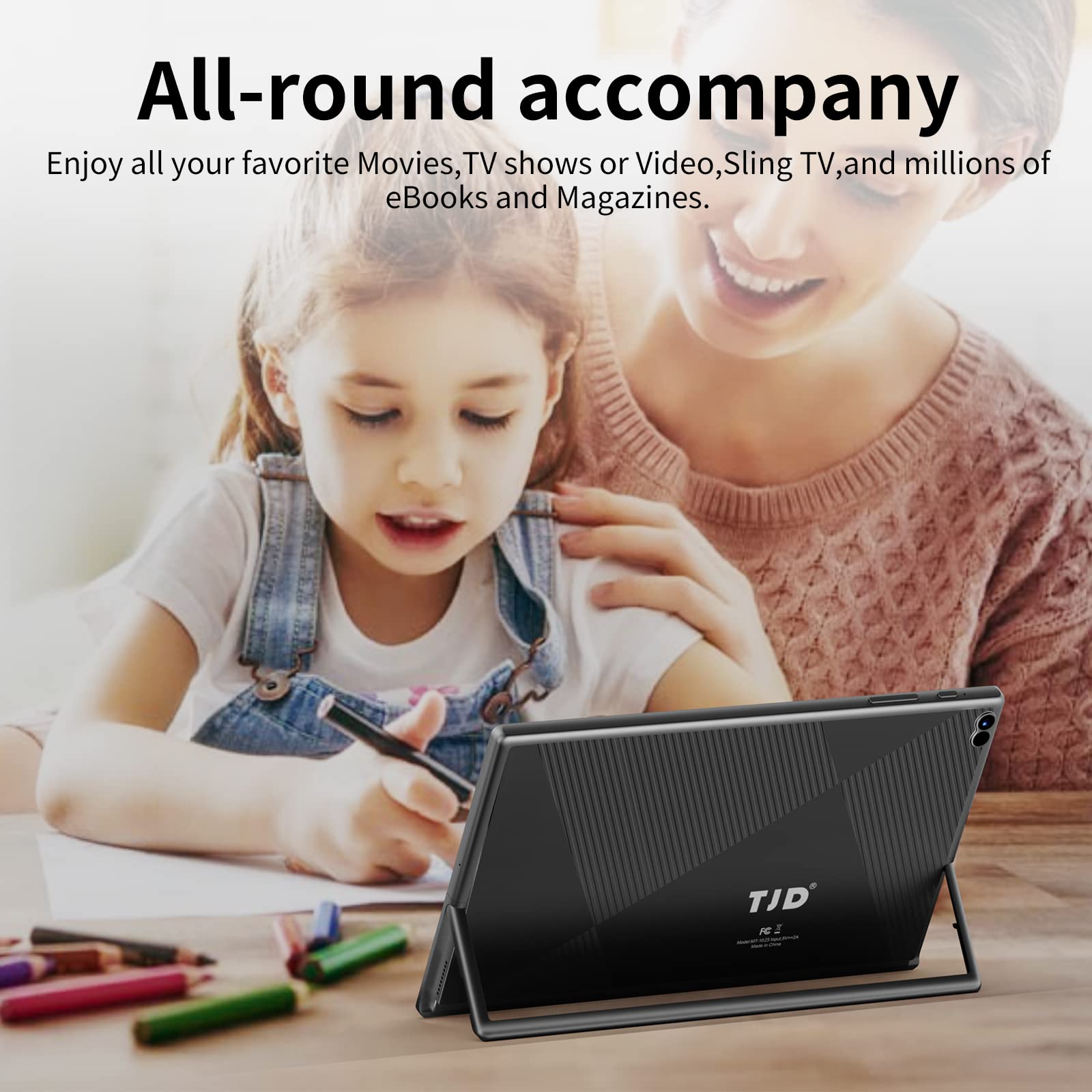 TJD Android 11 Tablet 10.1 Inch Tablets, 128GB ROM 512GB Expandable, Quad-Core Processor Tablet, 6000mAh Fast Charge, 8MP Dual Camera, IPS HD Touchscreen WiFi Bluetooth