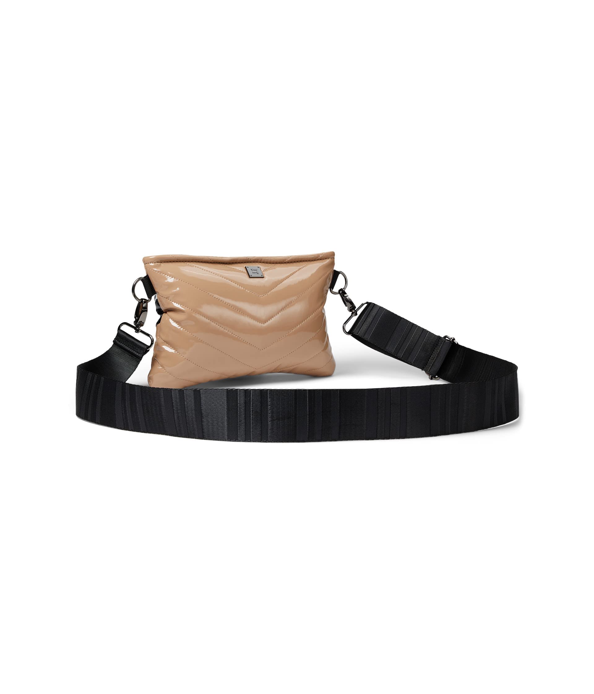 Think Royln Vonn Chevron Crossbody - Medium Nude Patent/Black/White V Color-Block One Size