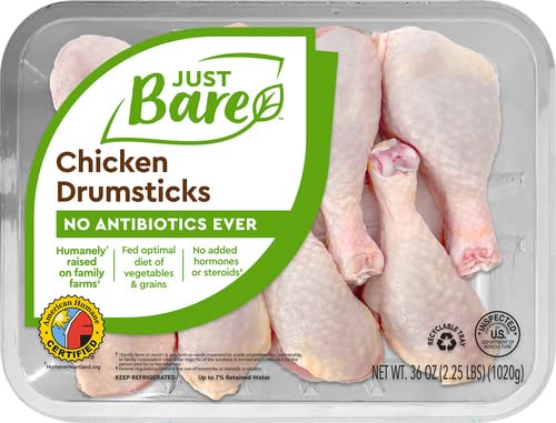 Just Bare® Natural Fresh Chicken Drumsticks | Family Pack | No Antibiotics Ever | Bone-In | 2.25 LB