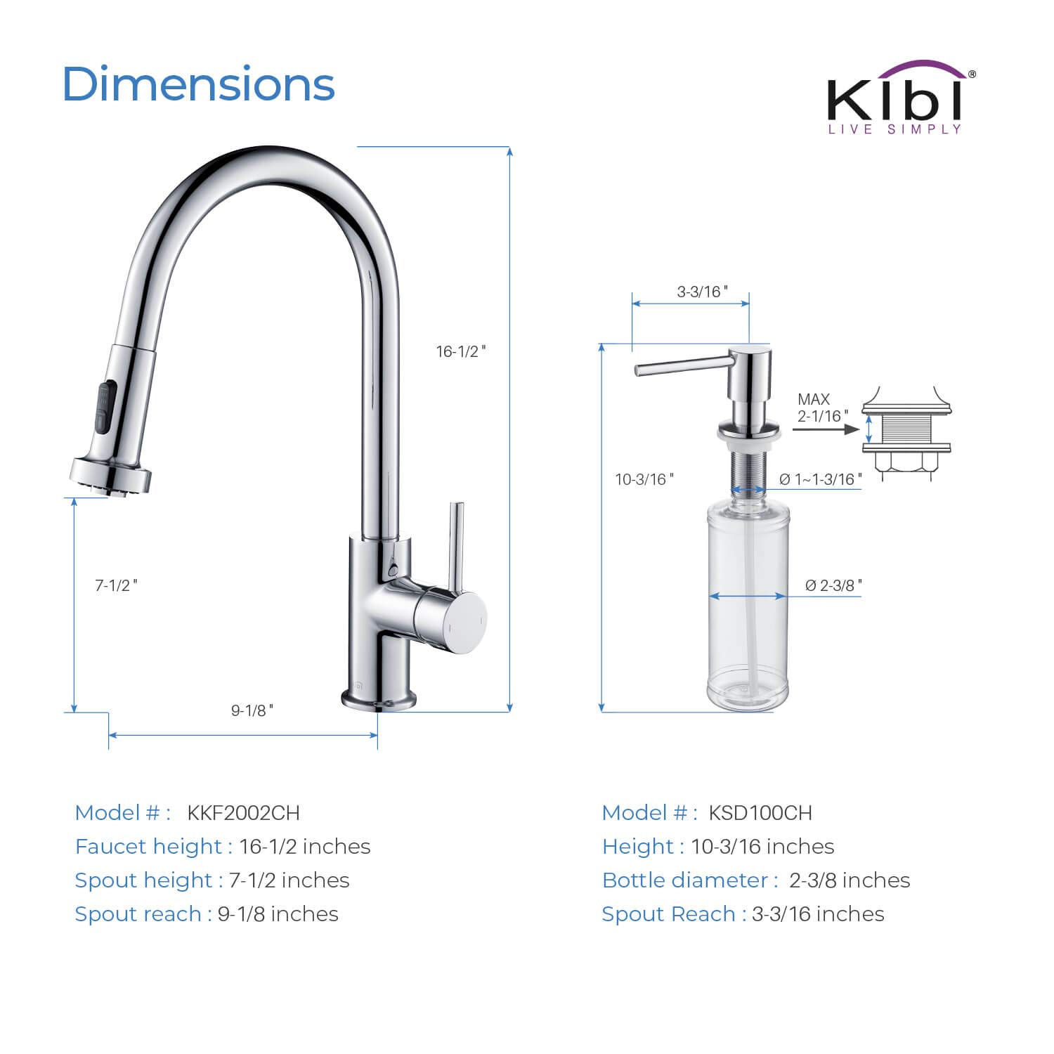 KIBI Casa Single Handle Pull Down Faucet for Kitchen Sink | Solid Brass High Arc Faucet Spout | Kitchen Faucet with Pull Down Sprayer (Chrome) (KKF2002) (Soap Dispenser included)
