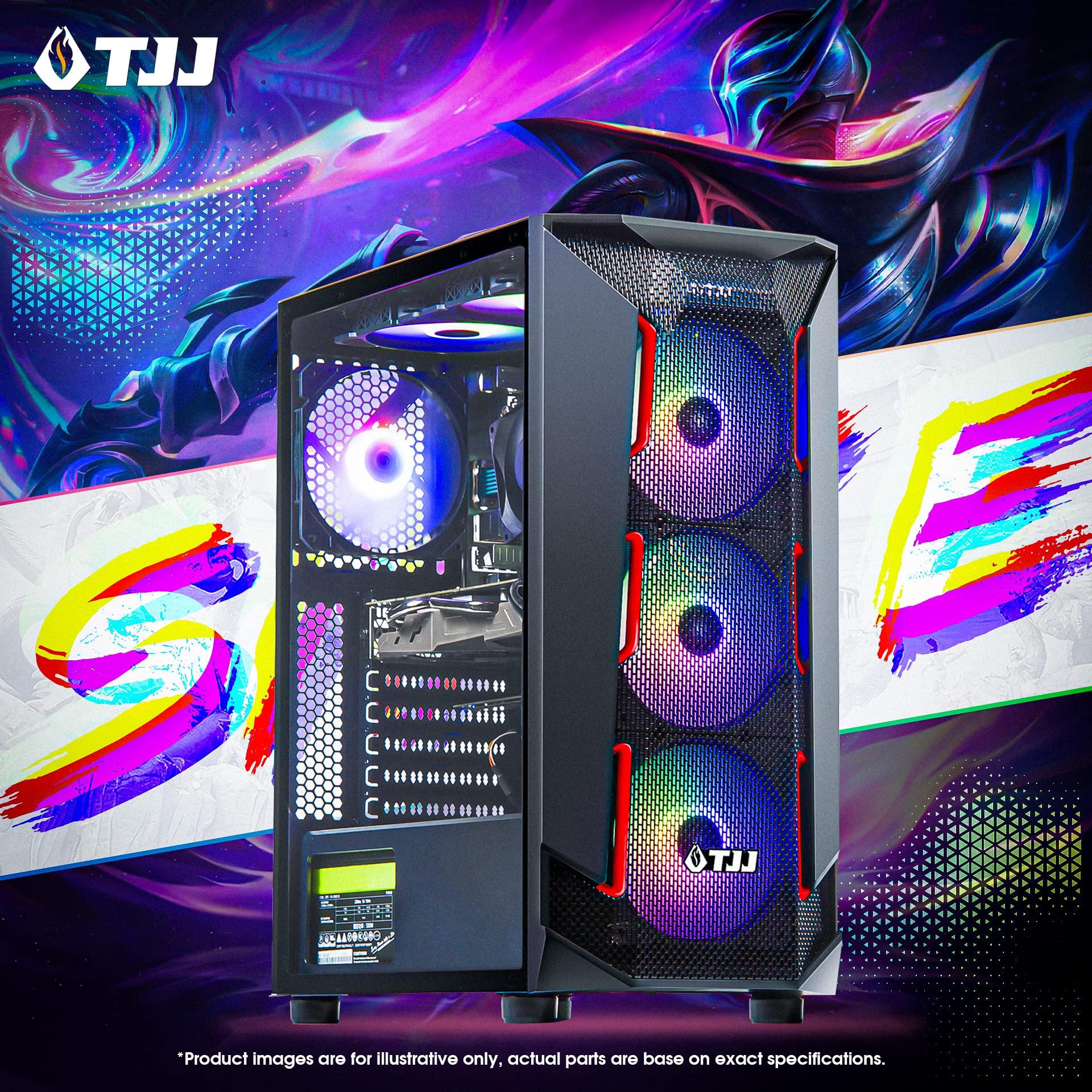 TJJ Snake Gaming PC Desktop - Intel Core i5-12400, GeForce RTX 3060 12GB, 16GB DDR4 3200 with RGB, 1TB NVMe M.2 SSD, Built-in WiFi 6, VR Ready, Keyboard & Mouse Combo, Win 10 Home