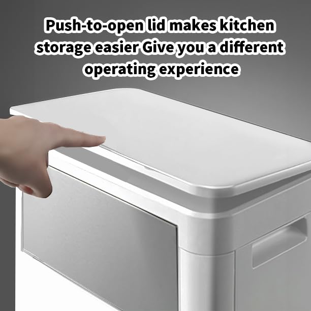 WanWanKa Trash Can with Lid, Large Tall 8 Gallon Commercial Trash Can, Plastic Waste Bin with Press top Lid, White Garbage Can Suitable for Kitchen, Bathroom, Bedroom, Living Room, Office