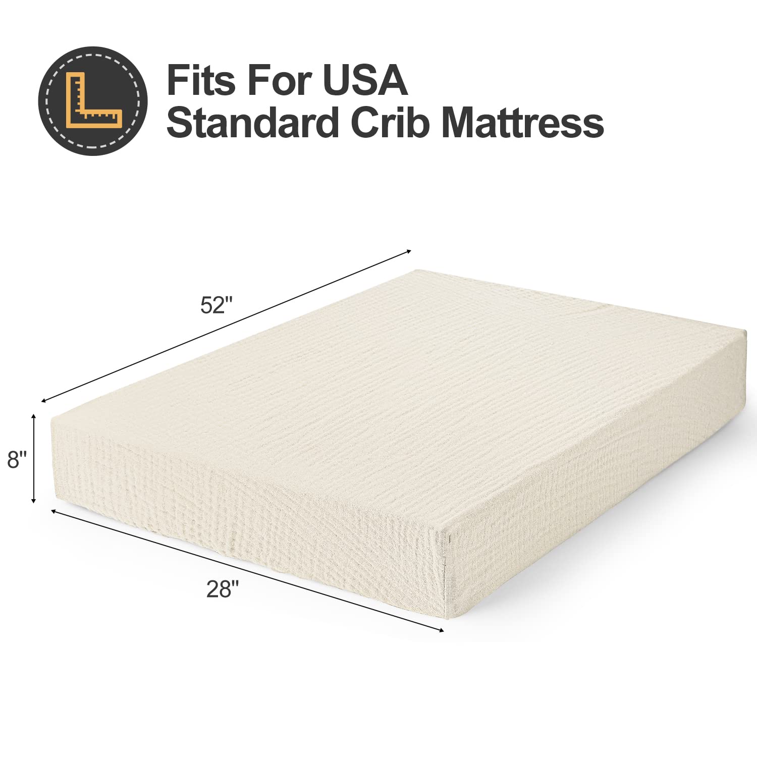 Super Juniors Muslin Baby Fitted Crib Sheet,Extra Cozy Soft Breathable Crib Mattress Sheets for Boys and Girls,28βx52β(Cream)
