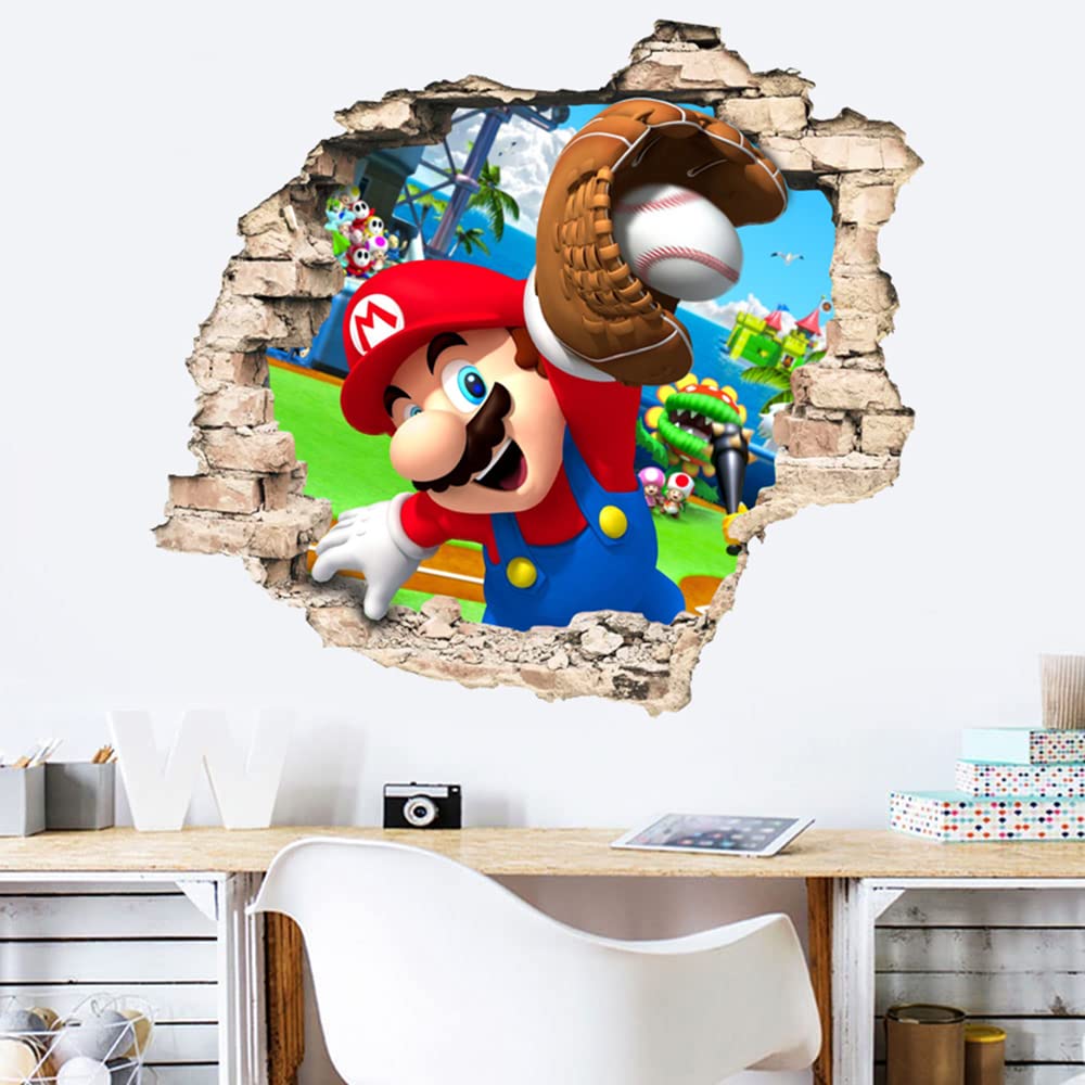 Super Mario Game Wall Stickers Boys Funny 3D Vinyl Stickers Nursery Kindergarten Decoration Cartoon Poster Wallpaper