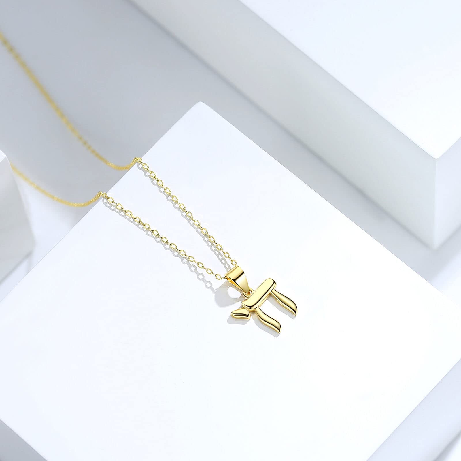 Lavishe 14K Gold Plated 925 Sterling Silver Hebrew Chai Jewish Necklace for Women Plain Finish, 18"
