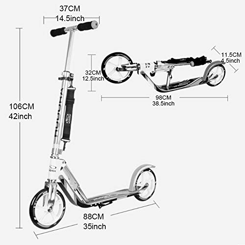 Lnx City Scooter - for Adults Kids Teens - Aluminum Deck - Adjustable Height Foldable Non Electric Commuter Scooter Kick Scooter