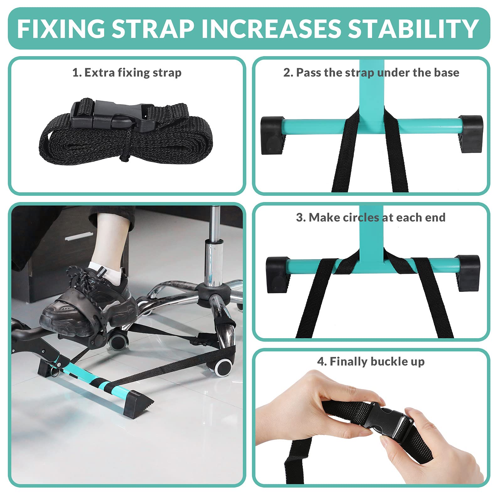 MEETWARM Pedal Exerciser Under Desk Exercise Peddler Arm Leg Folding Mini Stationary Peddler Bike with LCD Display Portable Bicycle Exerciser Machine for Seniors (Teal)