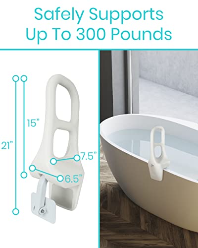 Vive Bathtub Rail - Bathroom Tub Safety Rail Heavy Duty for Seniors, Elderly, Handicap and Disabled - Clamp Railing Bath Support - Adjustable Shower Hand Grip - Handle Assist Grab Bar - Fits Most Tubs