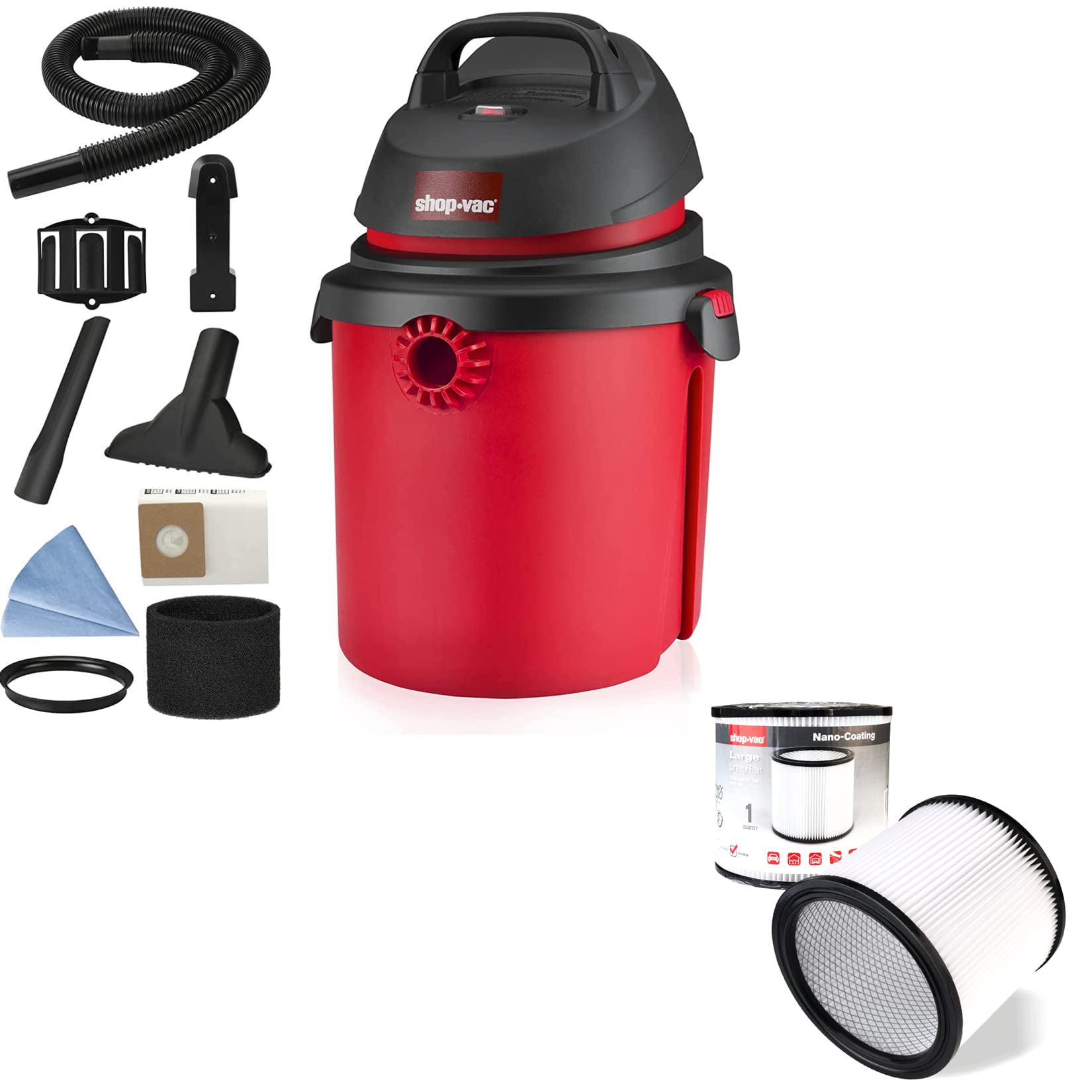 Shop-Vac 4 Gallon 4.0 Peak HP Wet/Dry Vacuum+High Performance 90304/90344 Cartridge Filter