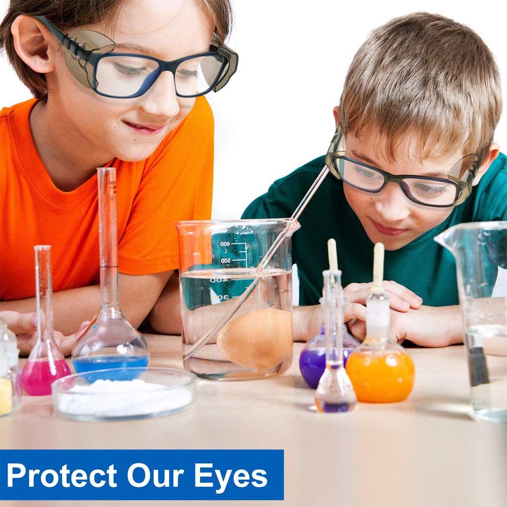 KMDJG 11 Pairs Safety Eye Glasses Side Shields,Slip On Clear Side Shields for Safety Glasses Fits Medium to Large Eyeglasses Frames(10 Pairs Clear and 1 Pair Sapphire Blue)