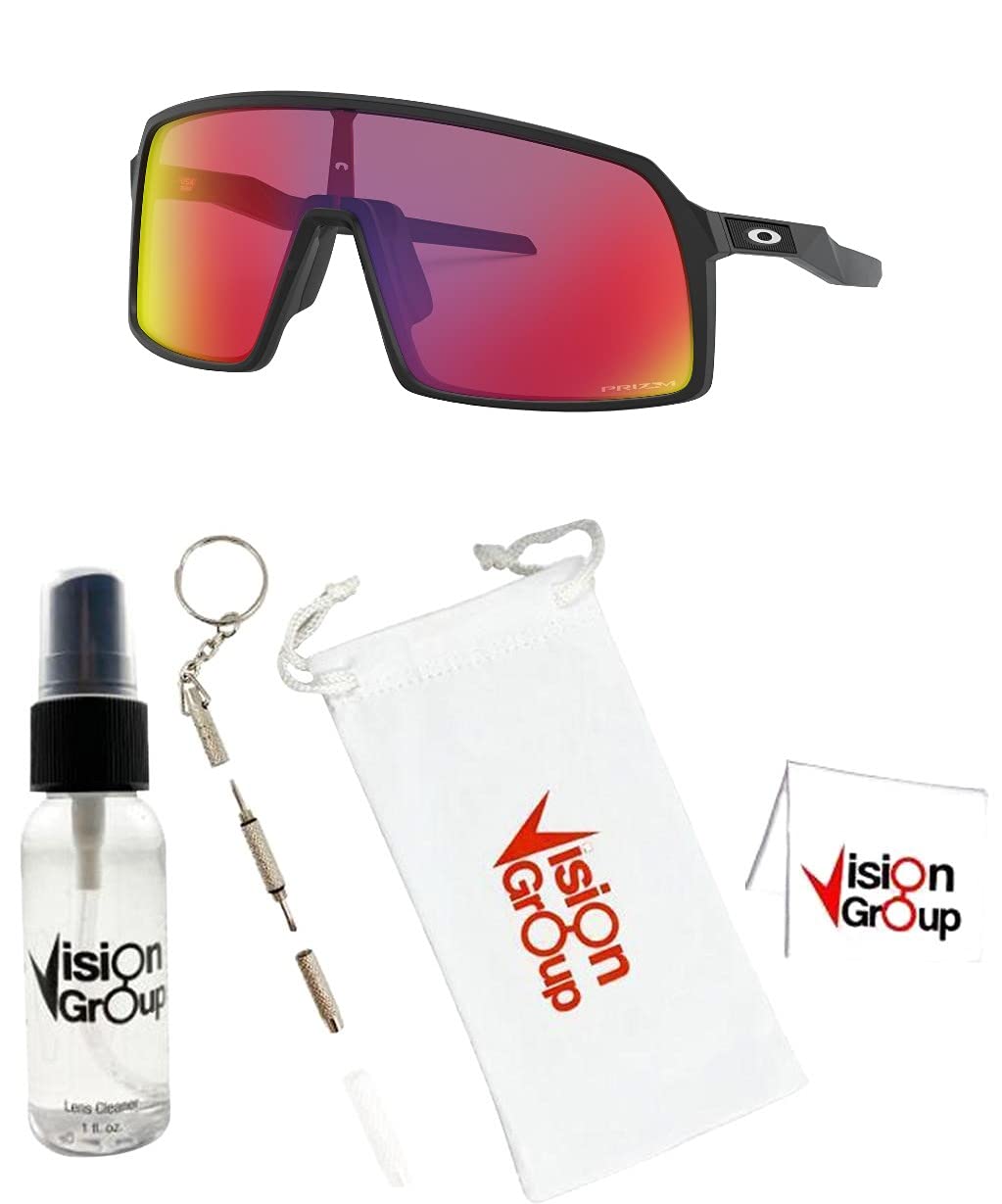 Oakley OO9406 Sutro Sunglasses+ Vision Group Accessories Bundle(Matte Black/Prizm Road (940608), mens