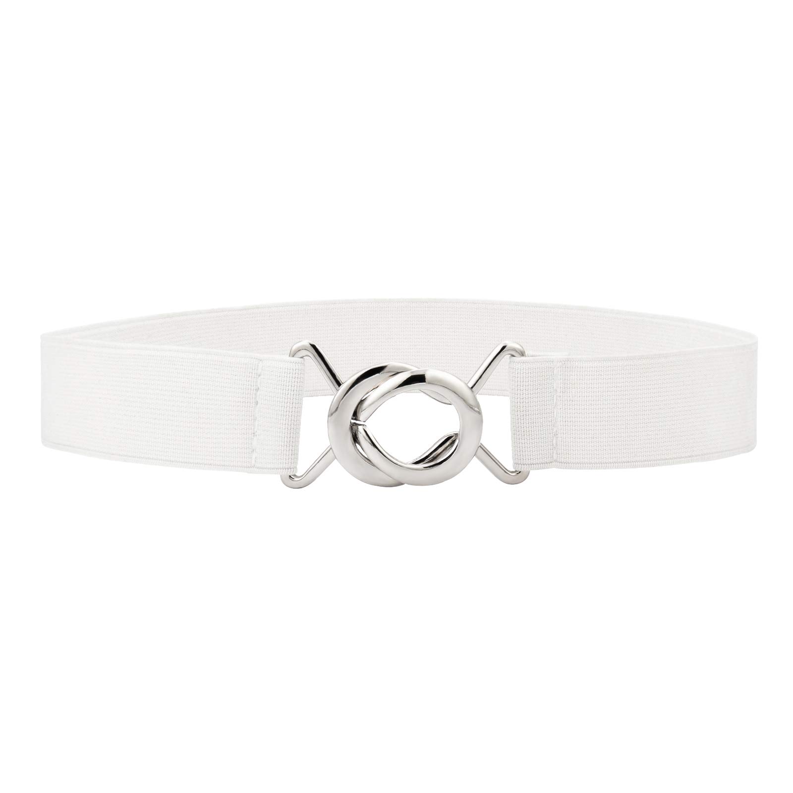 Syuer Women Stretchy Skinny Waist Belt Simple Style Elastic Belt for Jeans Dresses (L-XL (30β-36β), White)