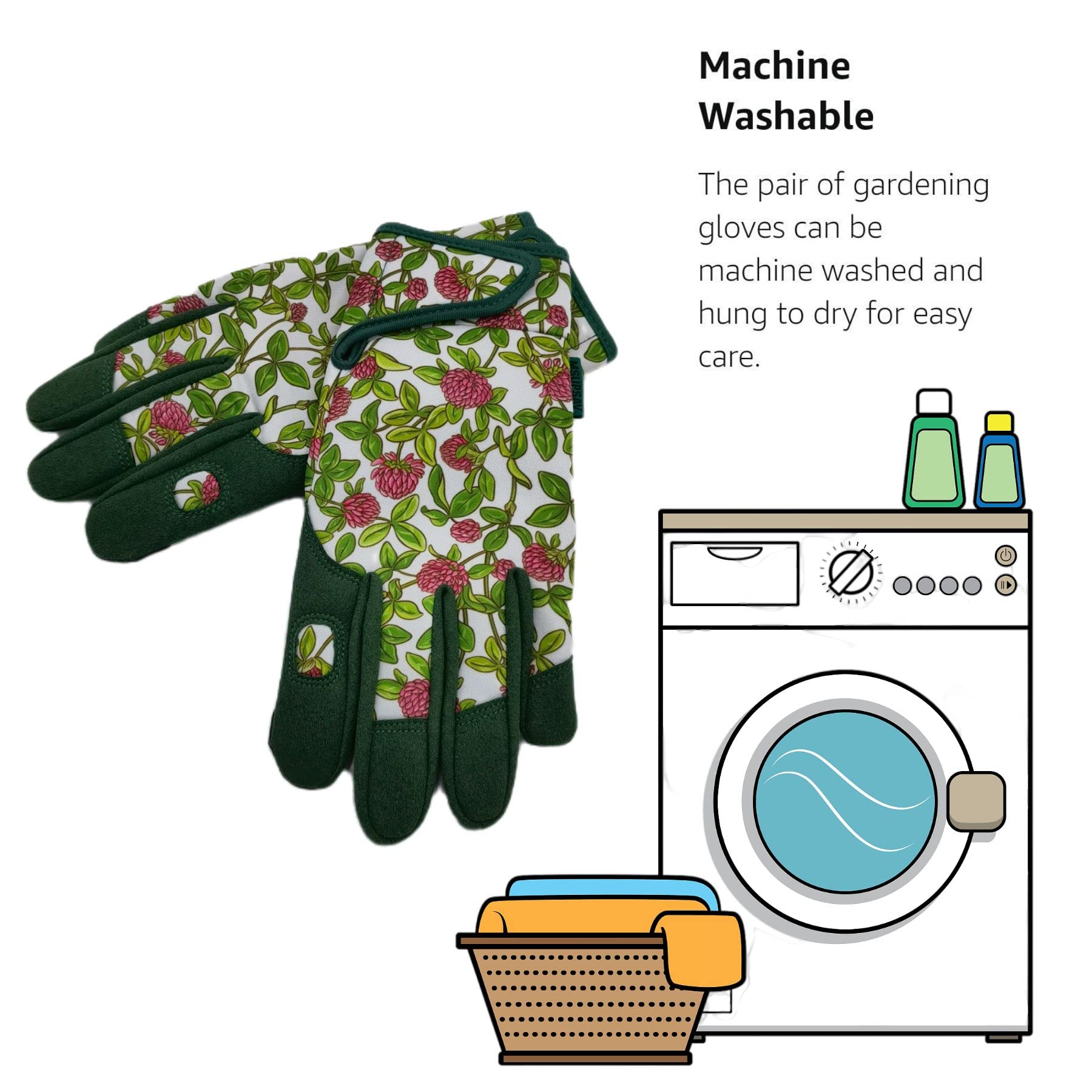 MSUPSAV Gardening Gloves for Gardening,Synthetic Leather Garden Gloves,Work Gloves with Touch Screen,Best Gifts for Women,Green, Medium